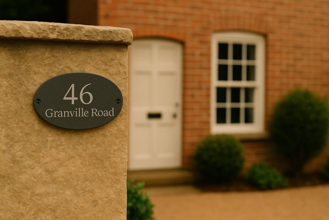 Personalized Oval Slate House Sign: Laser Engraved Door Plaque - Etsy