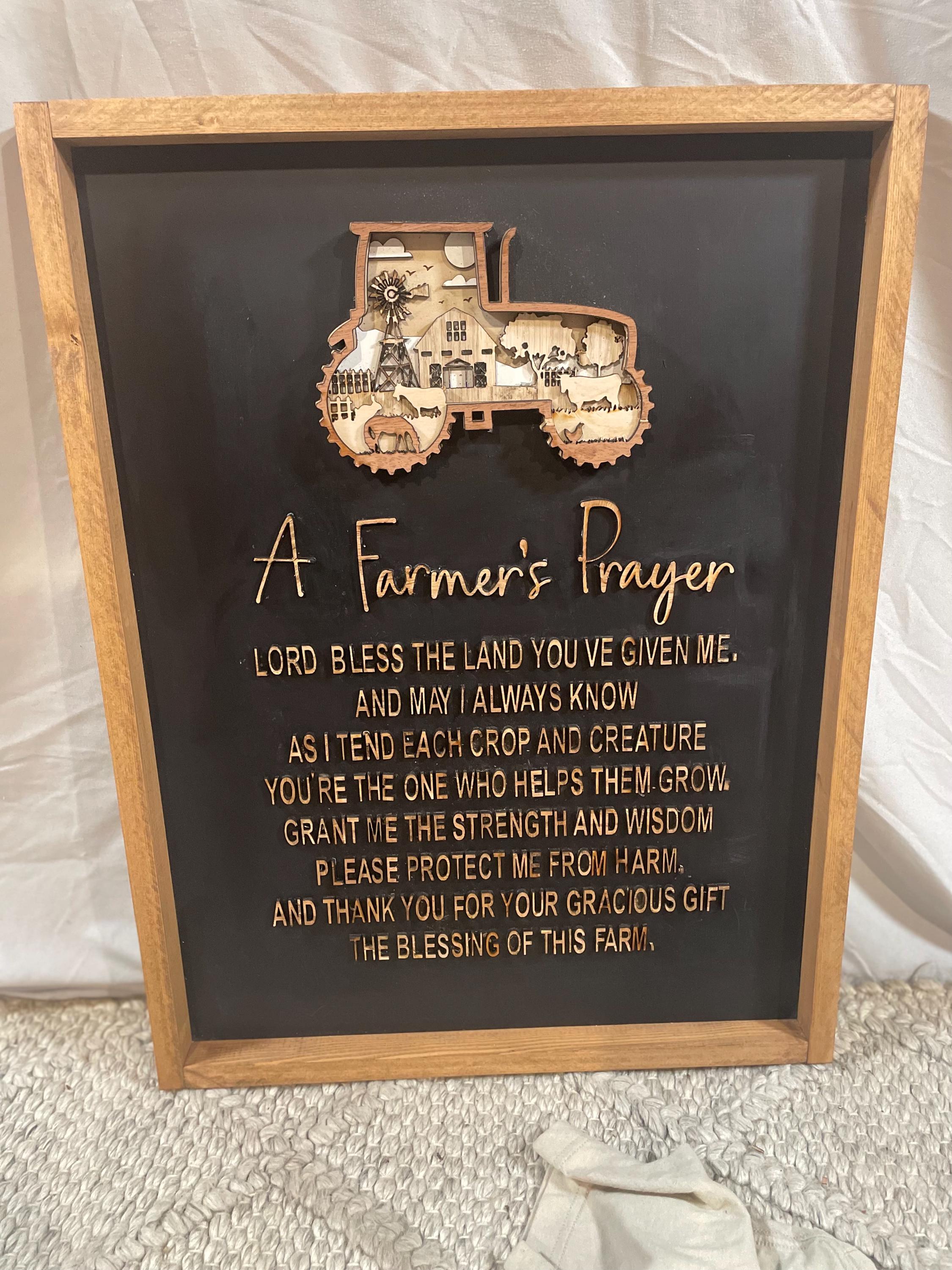 Large Layered Wooden Tractor Sign With 3D Farmer’s Prayer - Wall Décor ...