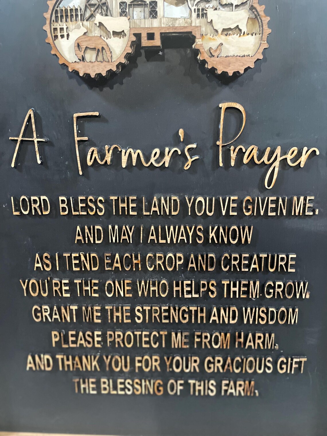 Large Layered Wooden Tractor Sign With 3D Farmer’s Prayer - Wall Décor ...