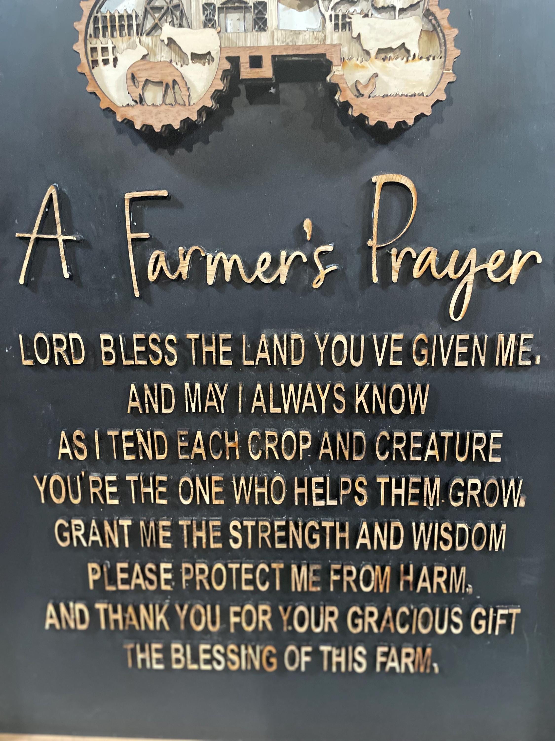 Large Layered Wooden Tractor Sign With 3D Farmer’s Prayer - Wall Décor ...
