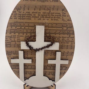 Old Rugged Cross Oval With Cross Front That Stands With a Easel or ...