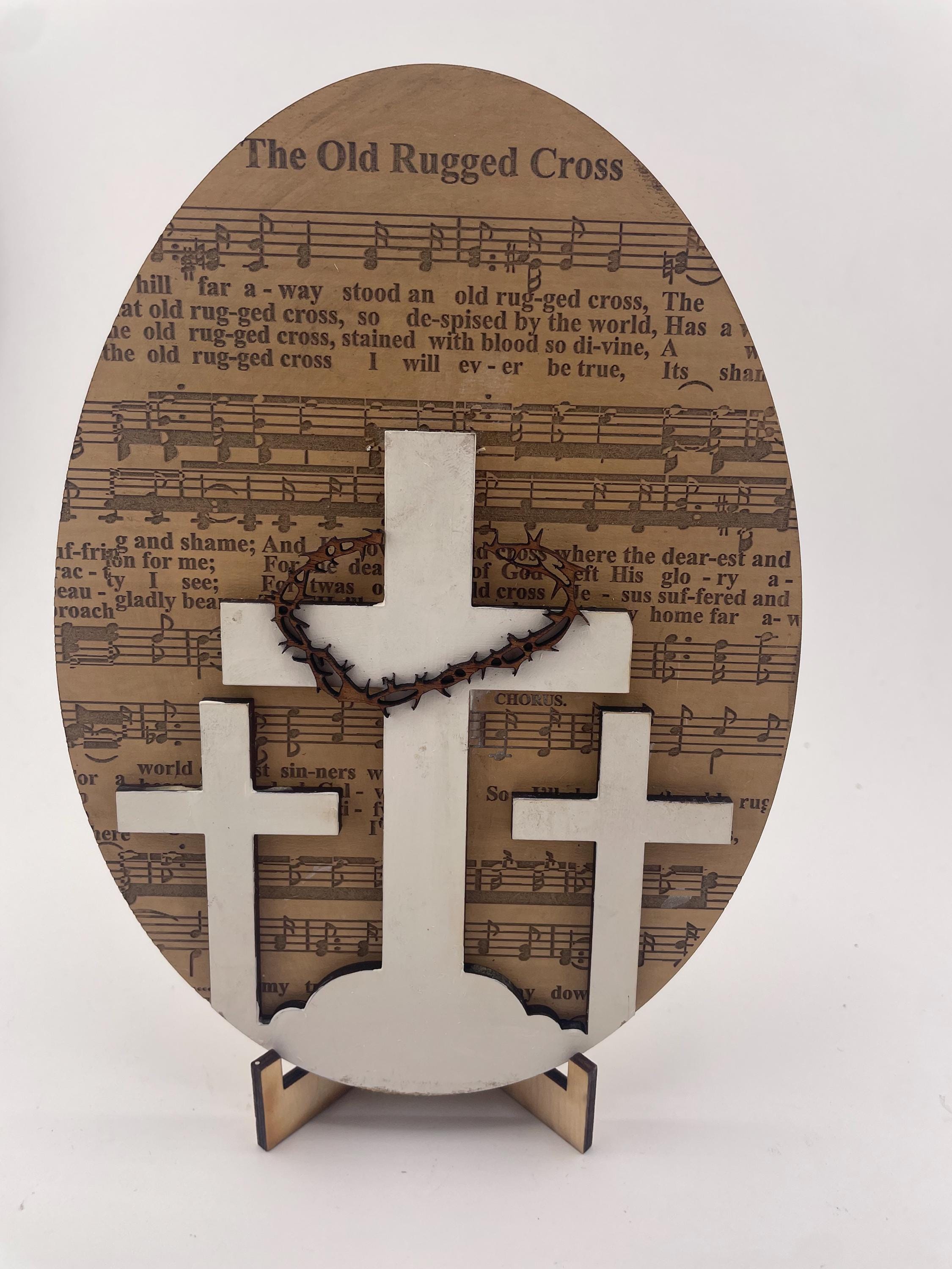 Old Rugged Cross Oval With Cross Front That Stands With a Easel or ...