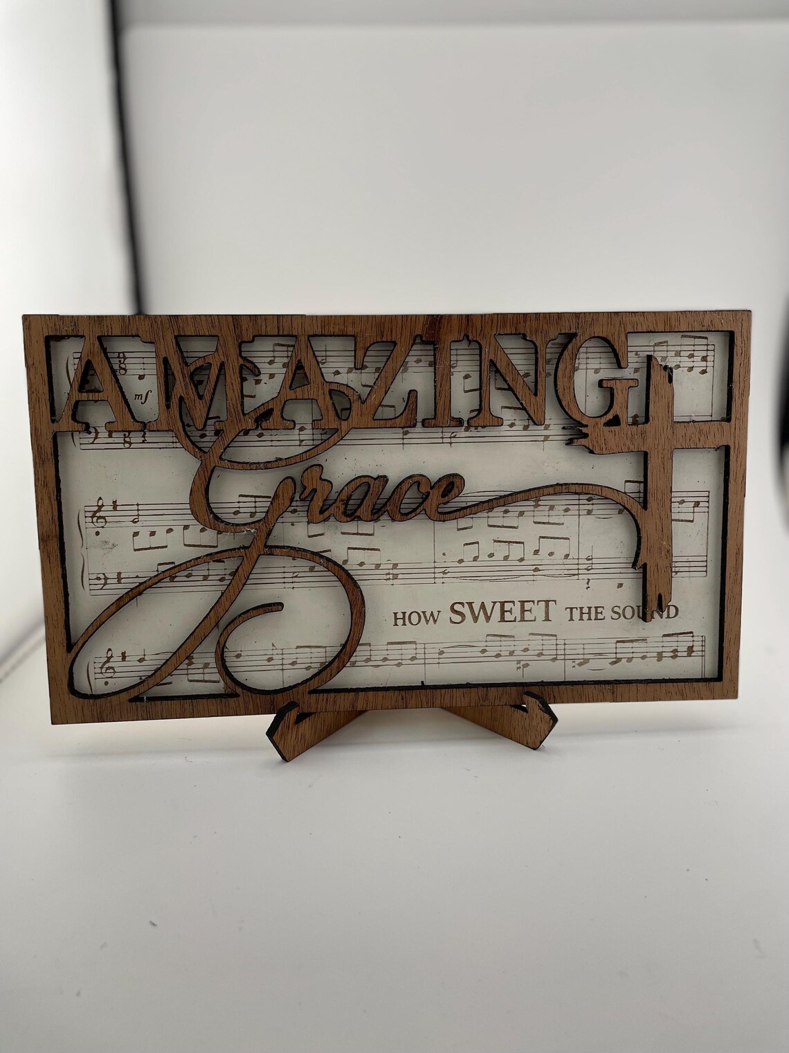 Layered Wooden Amazing Grace Sign – 3D Engraved Hymn Wall Art, 3 ...