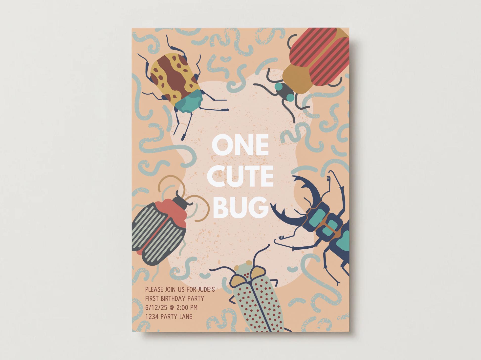 Bug Birthday Party Invitation Template | Insect Birthday | Kid Birthday ...