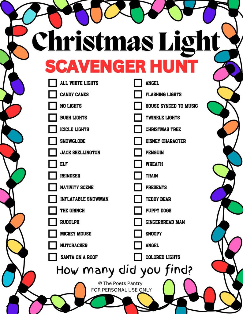 Christmas Lights Scavenger Hunt - Etsy