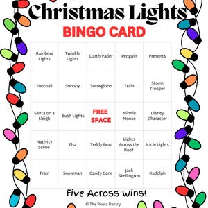 Christmas Lights Bingo Cards - Etsy