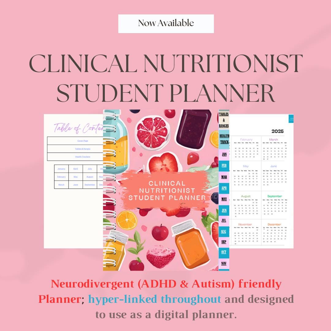 2025 Adhd Student Planner Clinical Nutritionist Printable, Study ...