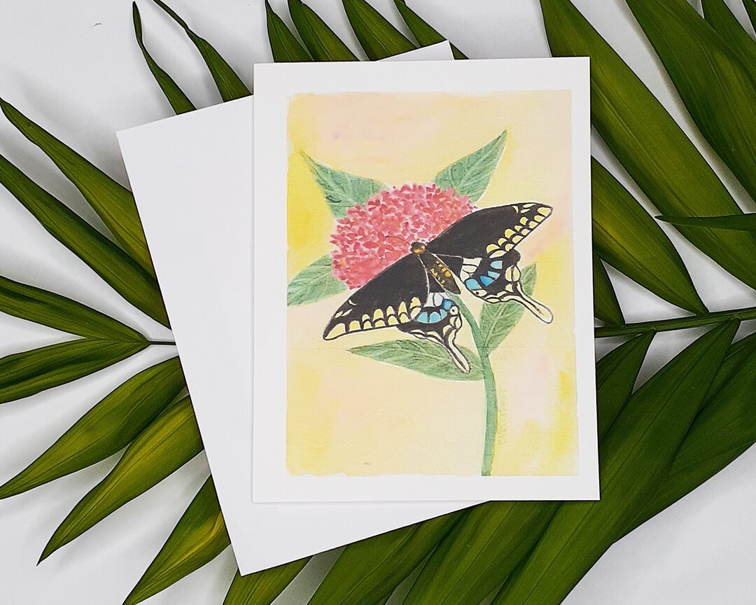 Swallowtail Butterfly Notecards, Set of 8 Notecards, Flower Notecards ...