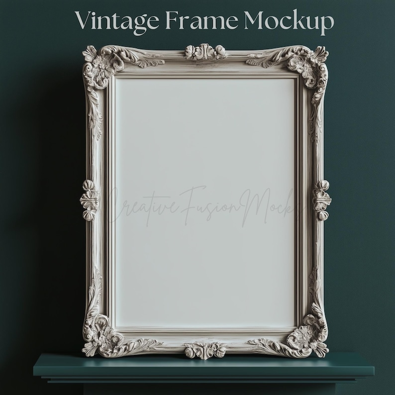 Vintage Frame Mockup | Ornate Wall Art Display | PSD Smart Object & PNG ...