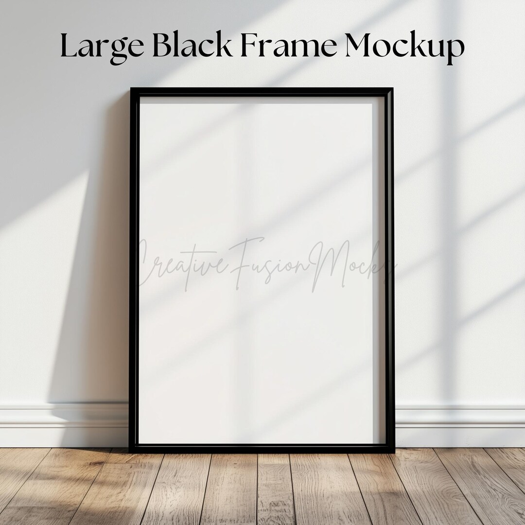 Large Black Frame Mockup | PSD & PNG | Digital Art Print Mockup | Smart ...