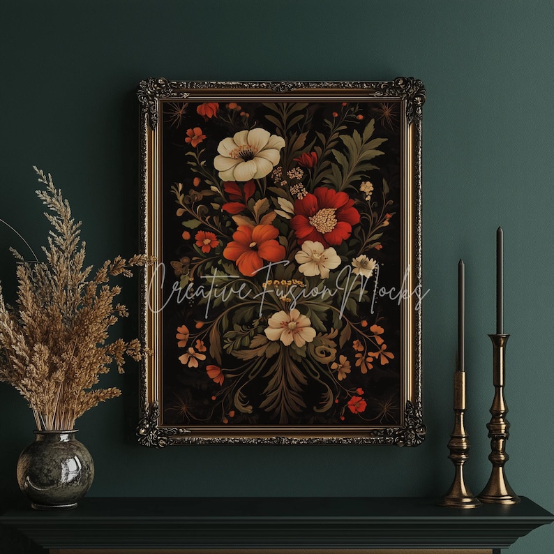 Dark Academia Frame Mockup | Vintage Wall Art Display | PSD Smart ...