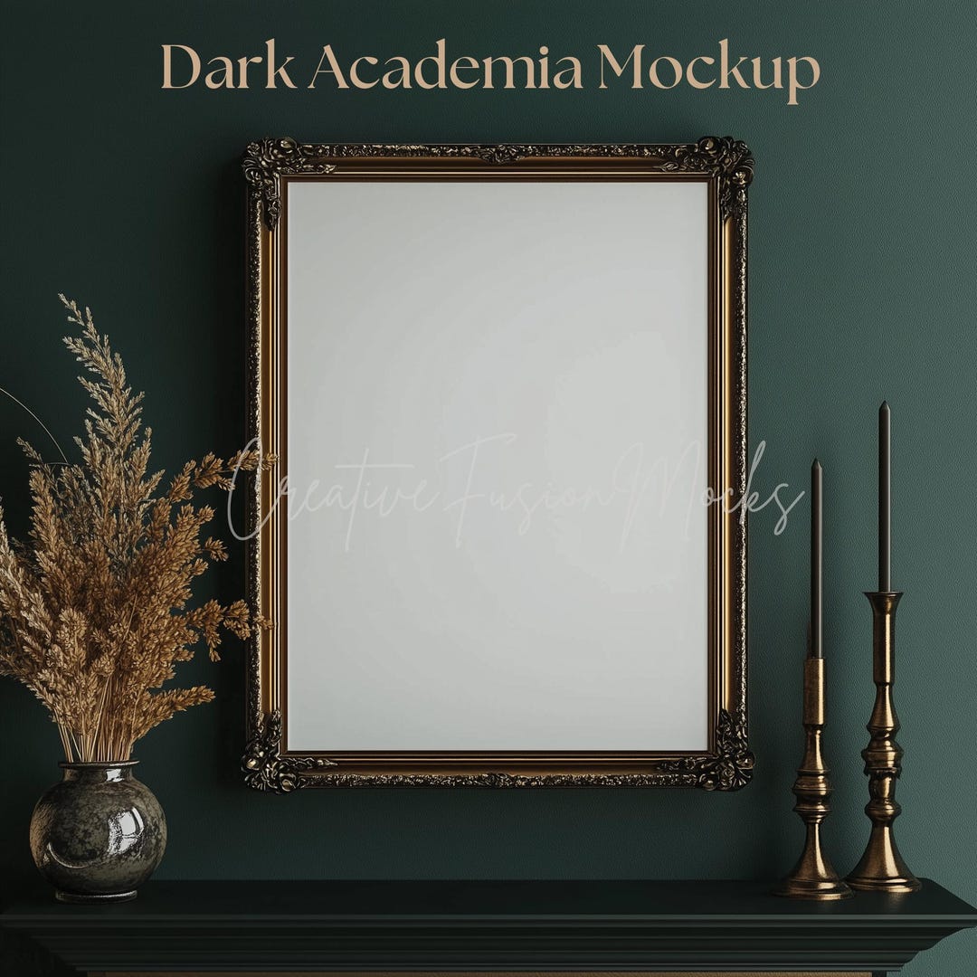Dark Academia Frame Mockup | Vintage Wall Art Display | PSD Smart ...