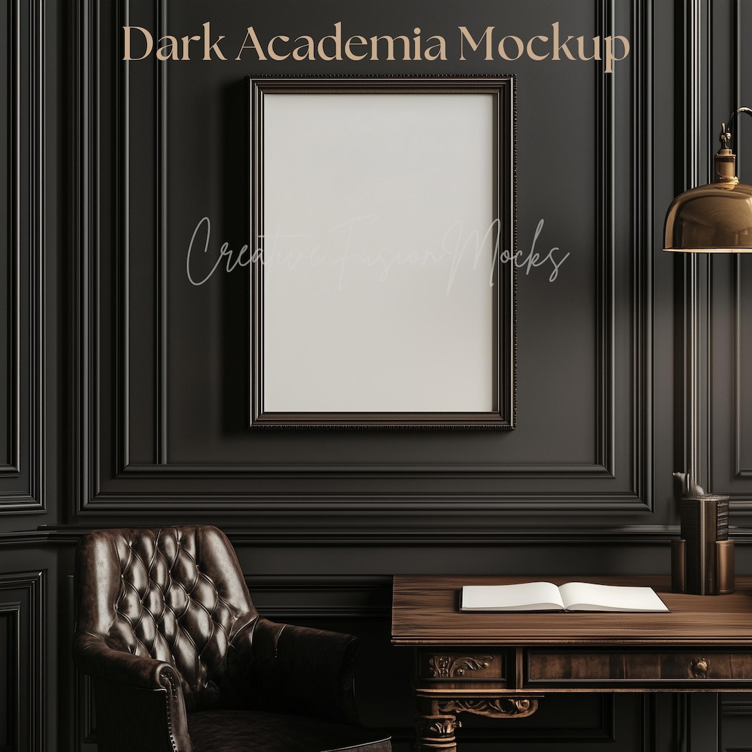 Dark Academia Frame Mockup, Vintage Wall Art Mockup, PSD Smart Object ...