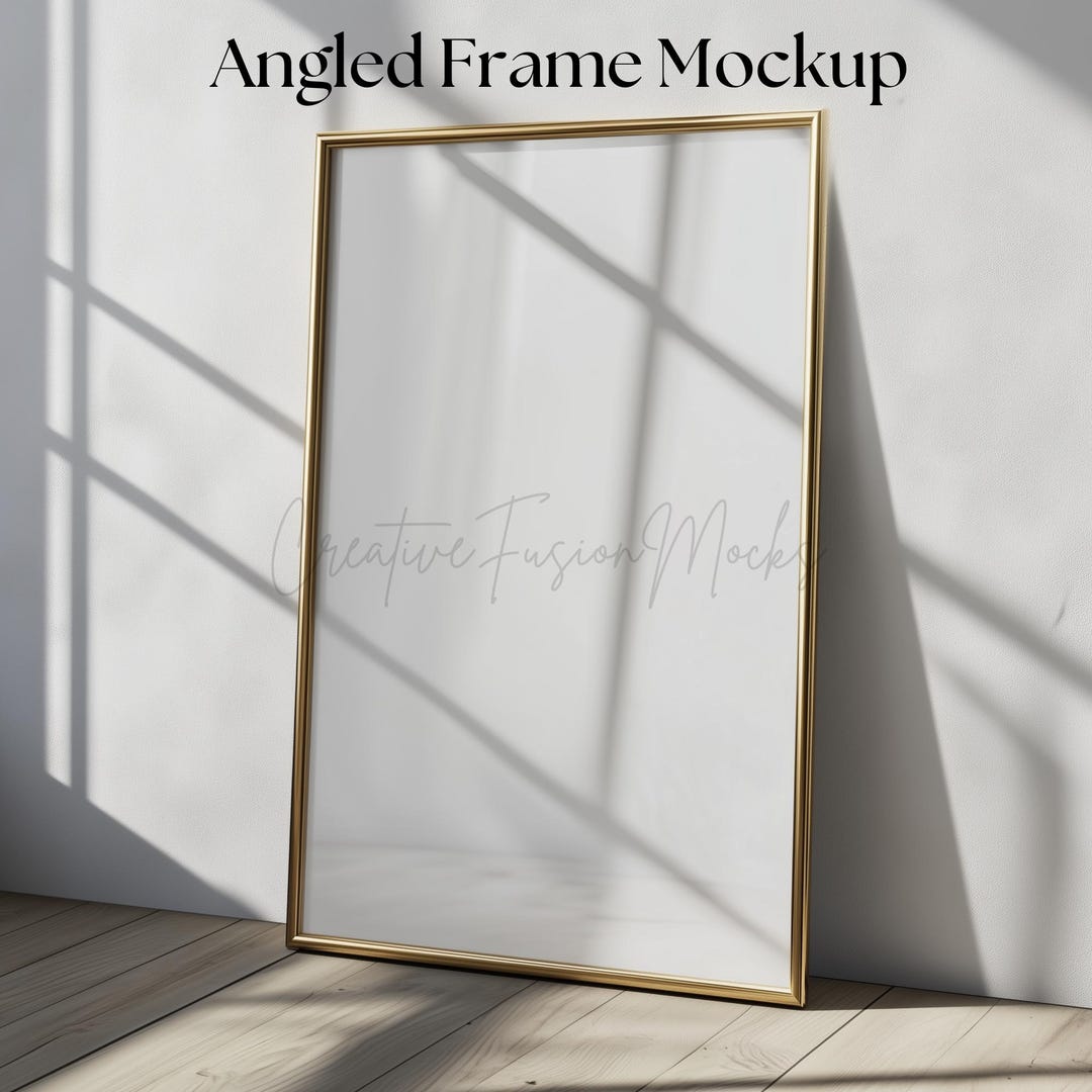 Angled Gold Frame Mockup | PSD Smart Object | Digital Art Print Mockup ...