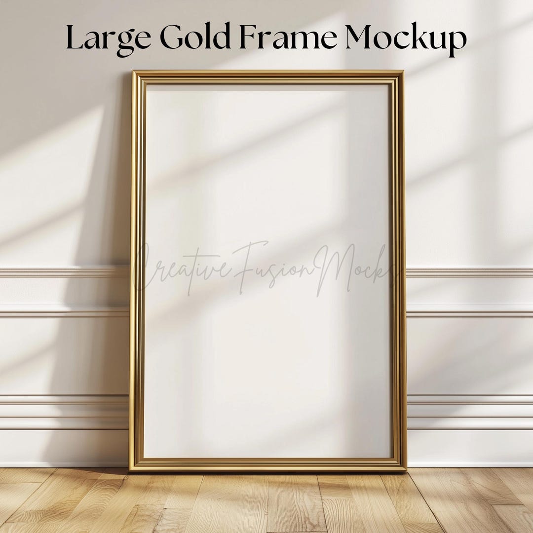 Large Gold Frame Mockup | PSD Smart Object & PNG | Digital Download for ...