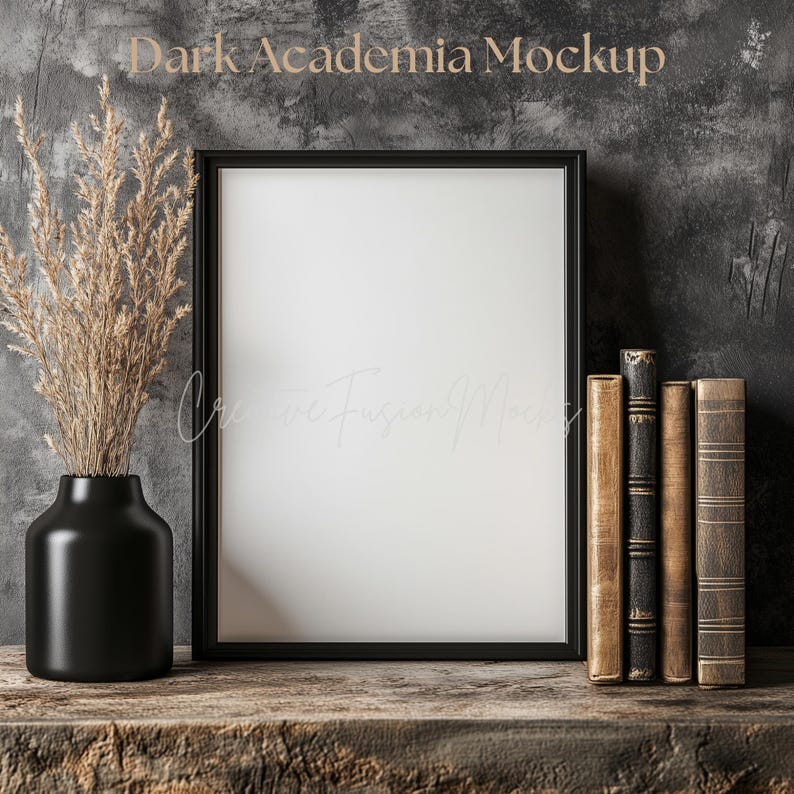 Dark Academia Frame Mockup | Vintage Art Display | PSD Smart Object ...