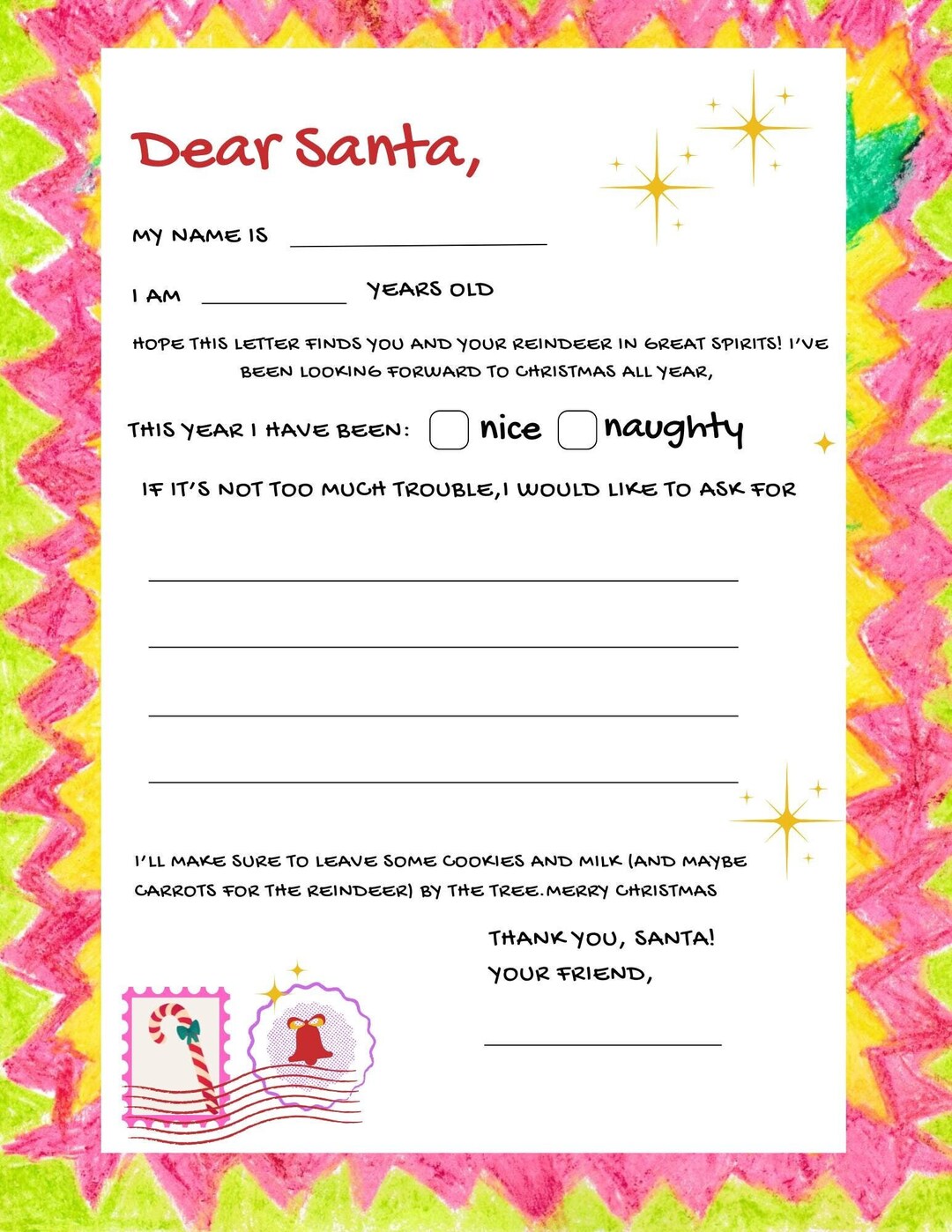 Letter to Santa | Digital Download | Wish List for Kids - Etsy