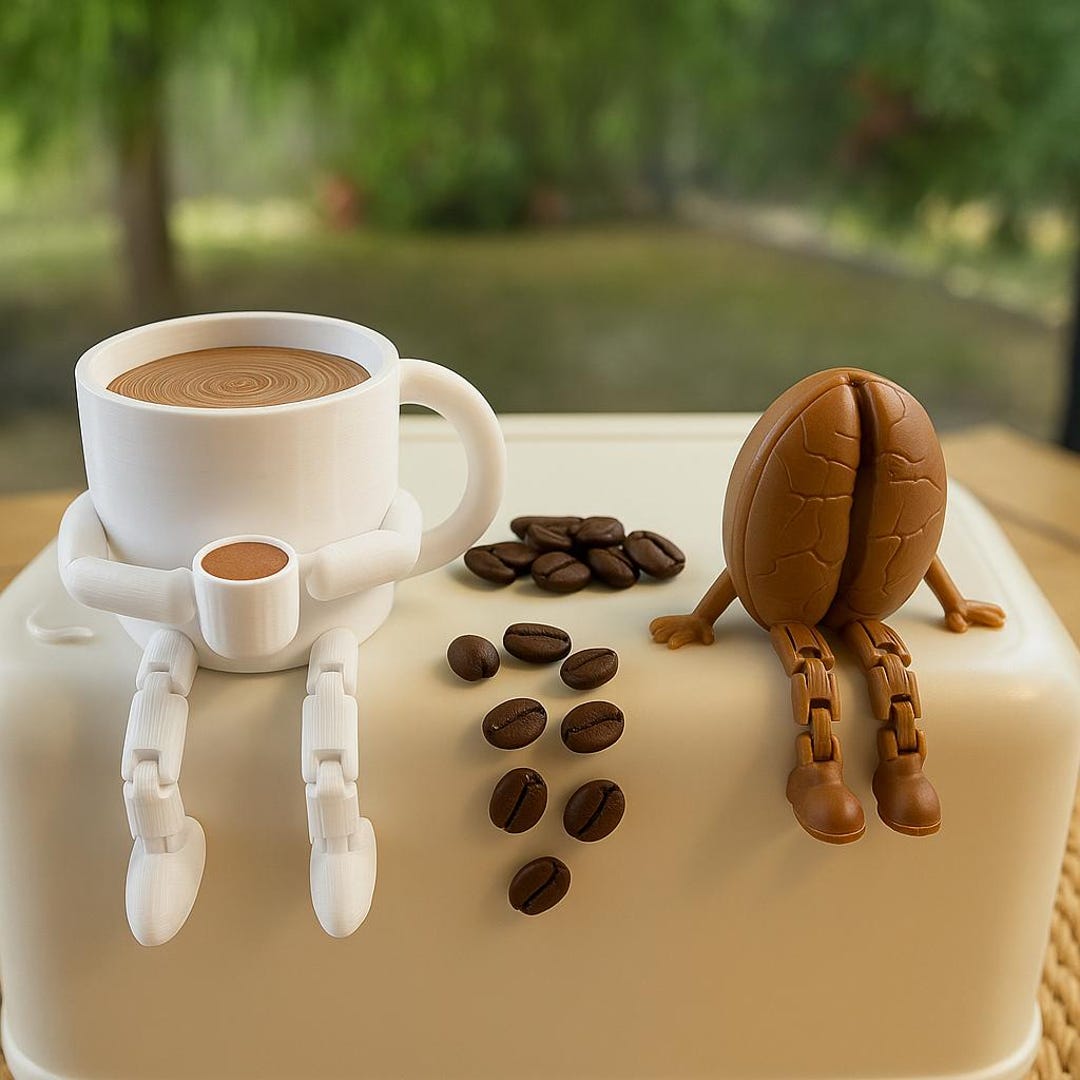 2 Piece Articulated Coffee Lovers Desk Buddy –3D Printed Flexi Coffee ...