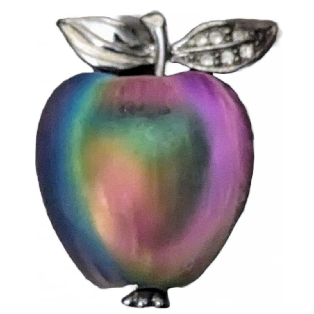 Vintage Piscitelli Rainbow Color Metal Apple Brooch / Pin W ...