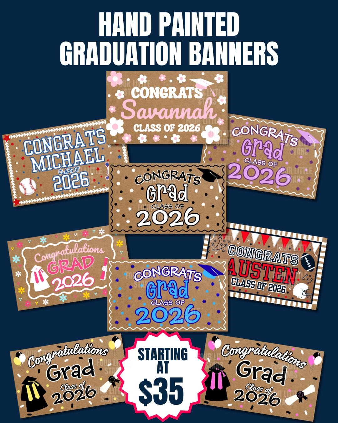 Graduation Banner, Brown Paper Sign, Painted Banner Custom Banner ...