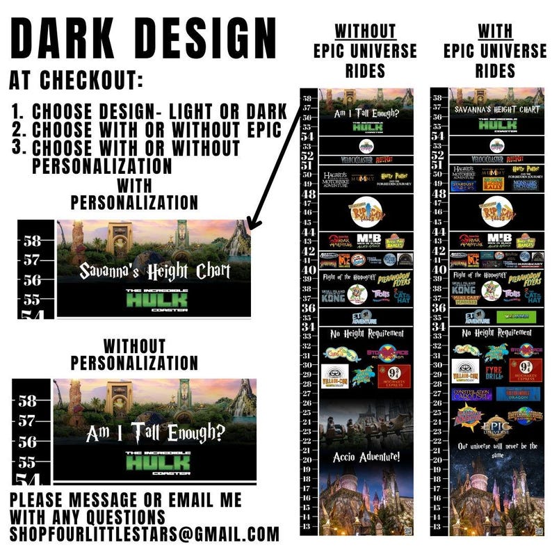 Harry Potter Ride Height Chart: Universal Studios Growth Tracker - Etsy