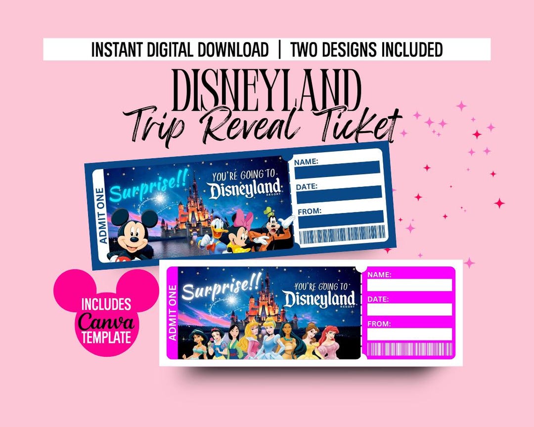 Disneyland Surprise Ticket Instant Download, Custom Disneyland Ticket ...