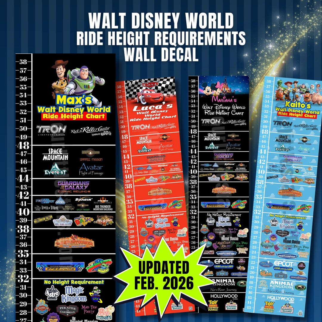 Disney World Ride Height Requirement Chart, Disney Height Chart ...