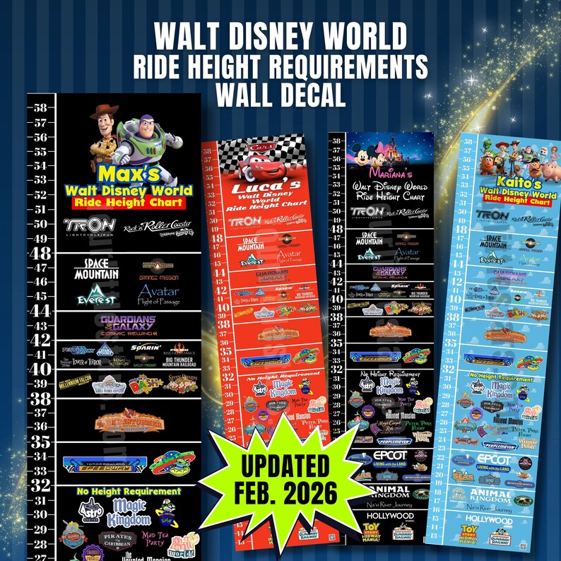 Disney World Ride Height Requirement Chart, Disney Height Chart ...