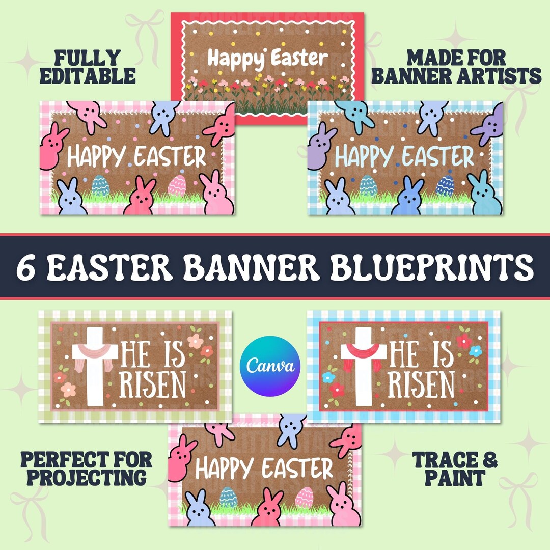 Easter Banner Templates, 6 Pack, Editable Canva Blueprints (digital ...