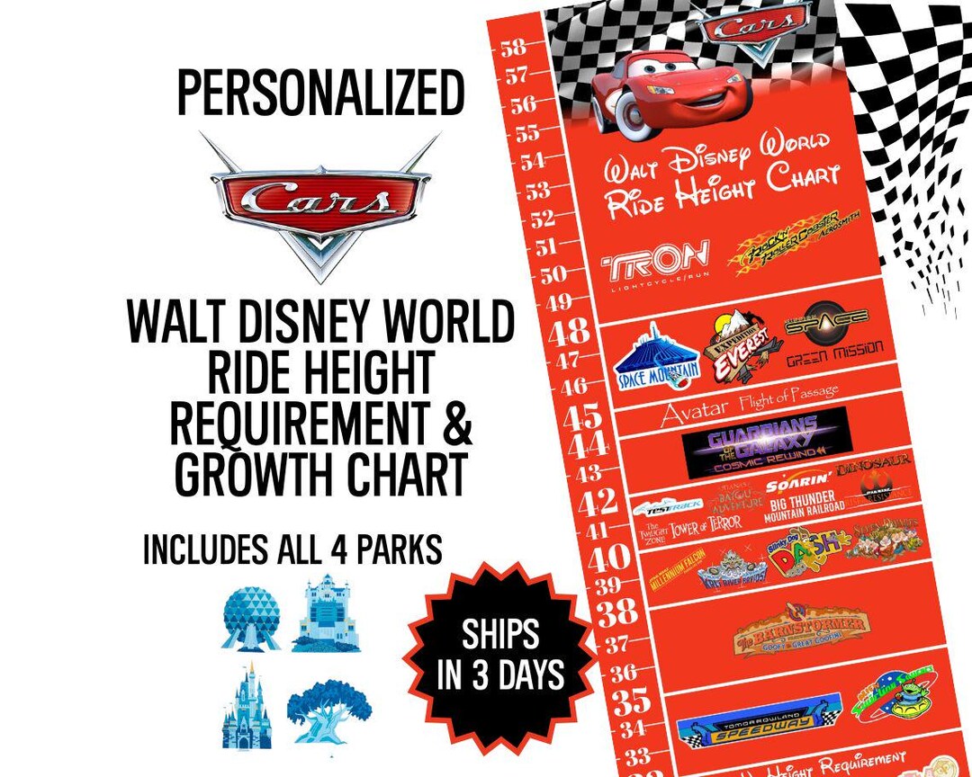 Lightning Mcqueen Disney Ride Height Requirement Chart, Cars-themed ...