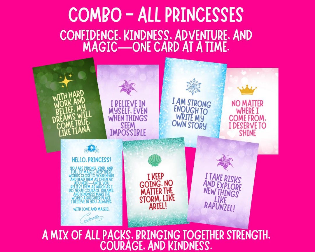Disney Princess Affirmation Cards, Self-love & Confidence, Positive ...