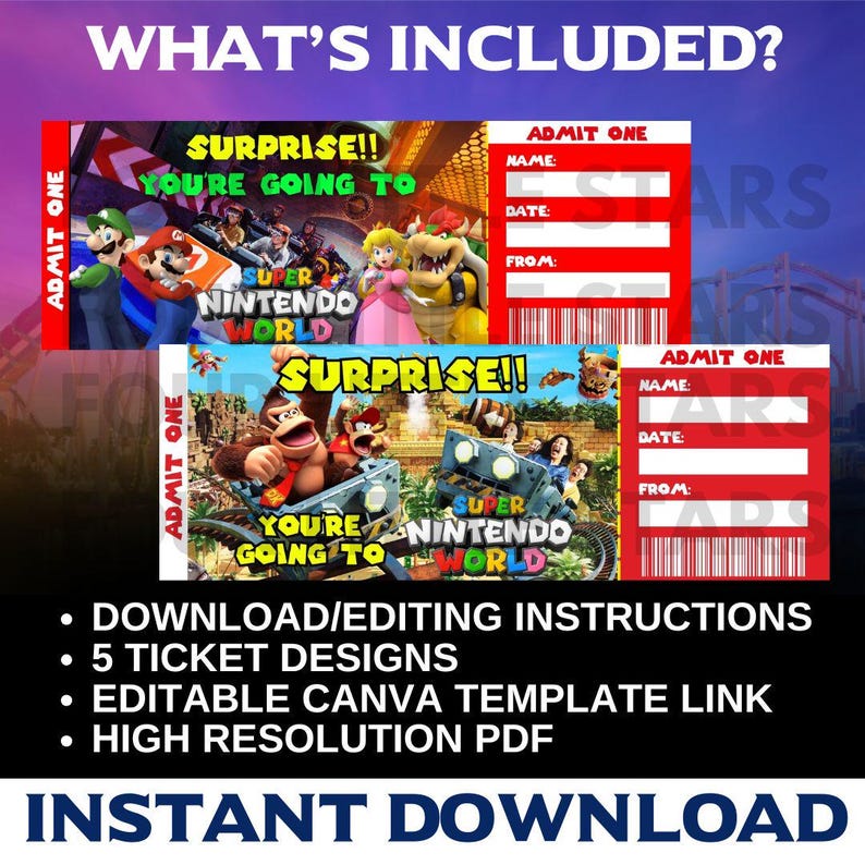 Super Nintendo World Surprise Trip Reveal Tickets: Mario Bros (digital ...