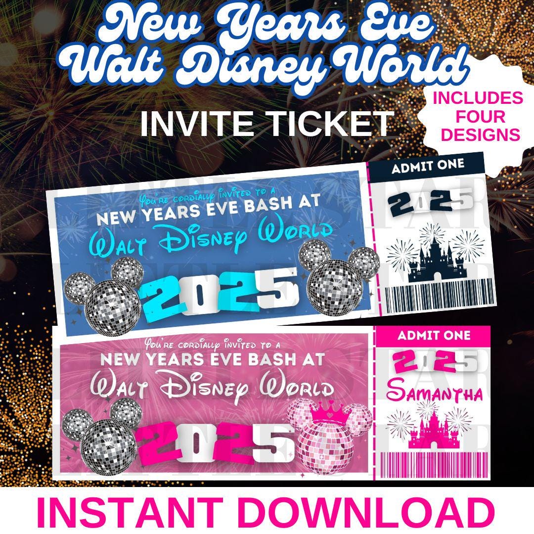 New Years Disney, Disney Custom Nye Ticket, Disney New Years Ticket ...