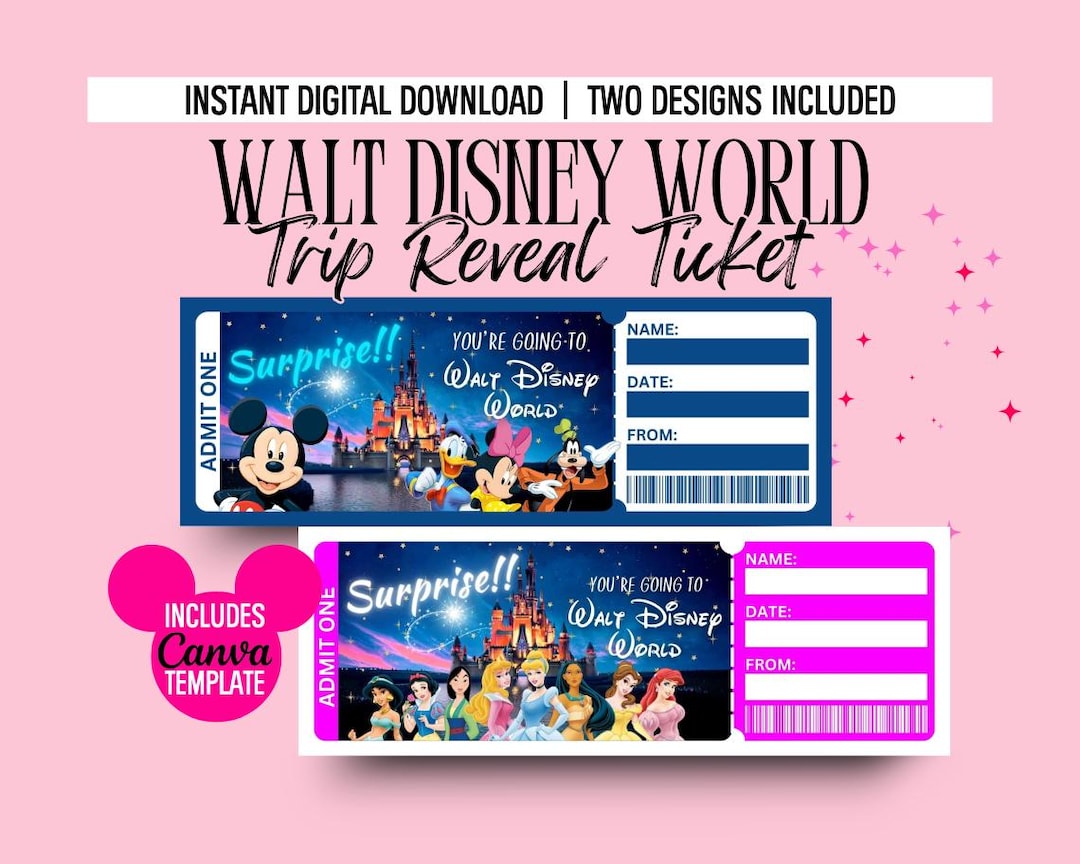 Walt Disney World Surprise Ticket Instant Digital Download, Custom ...