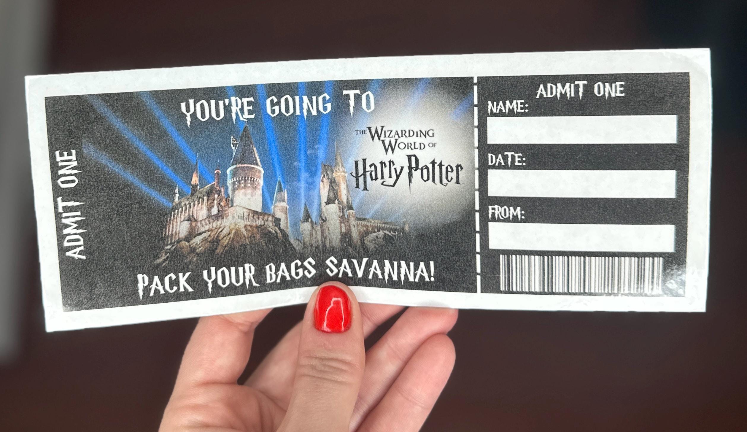 Editable Wizarding World of Universal Tickets, INSTANT DOWNLOAD ...