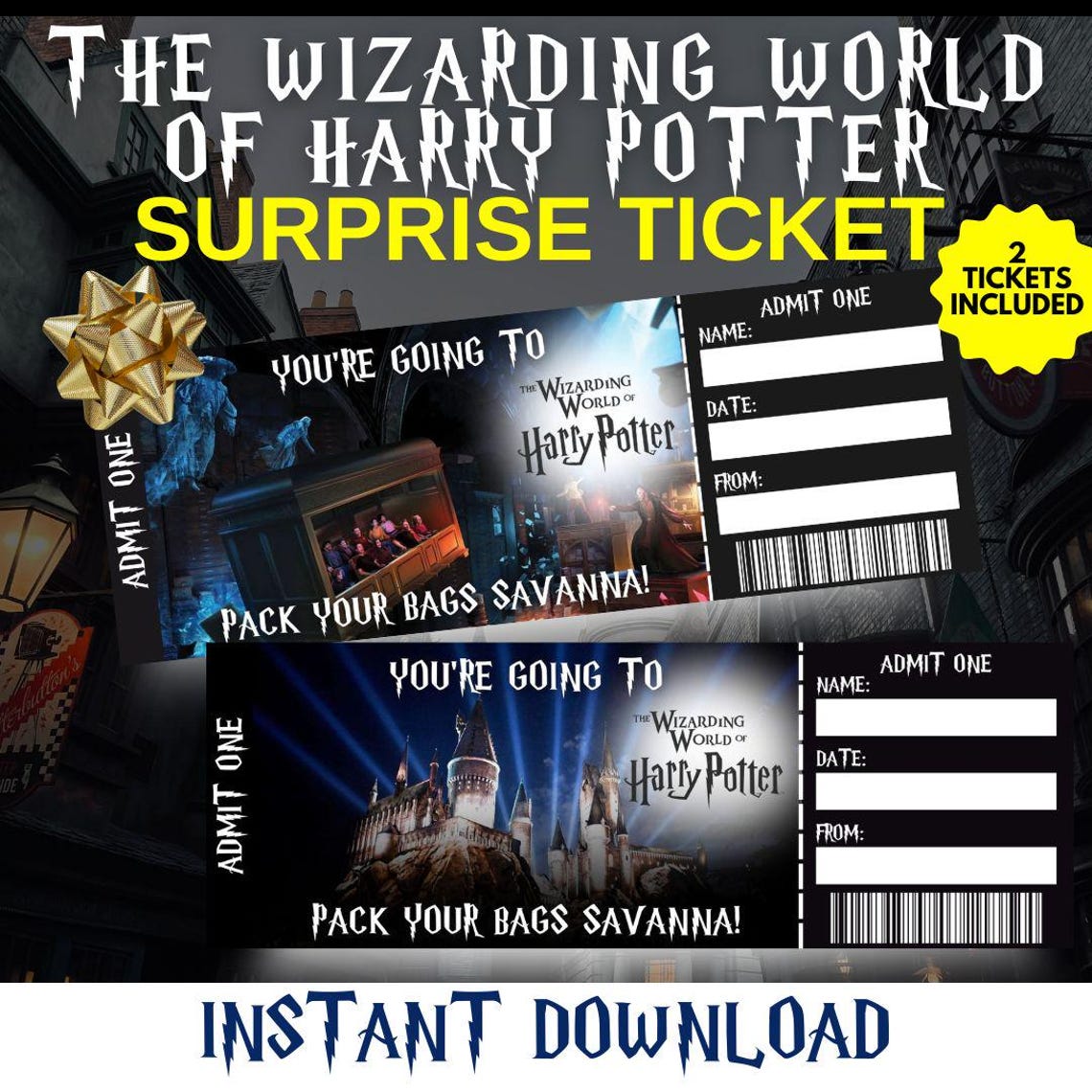 Editable Wizarding World of Harry Potter Tickets, INSTANT DOWNLOAD ...