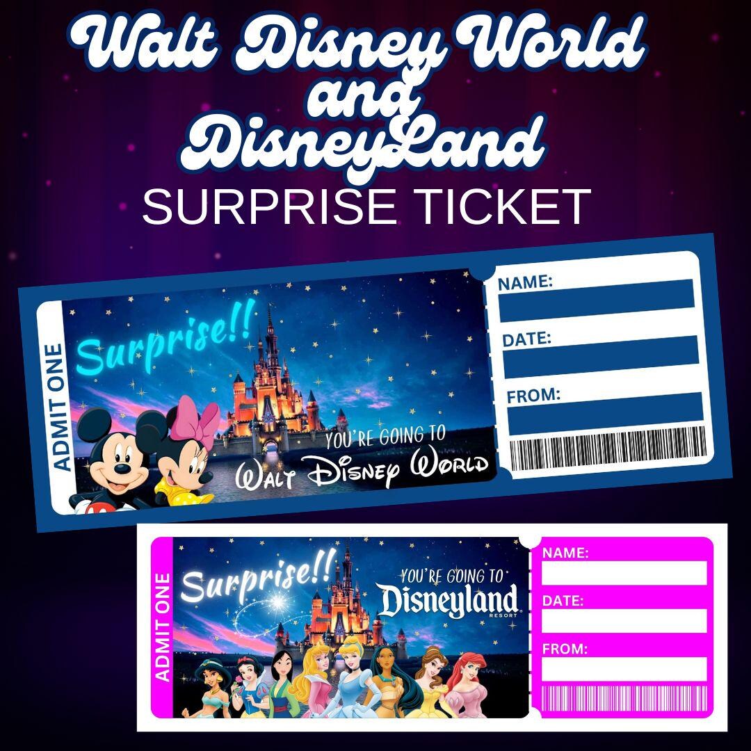 Disneyworld or Disneyland Ticket Physical Ticket, Personalized Walt ...