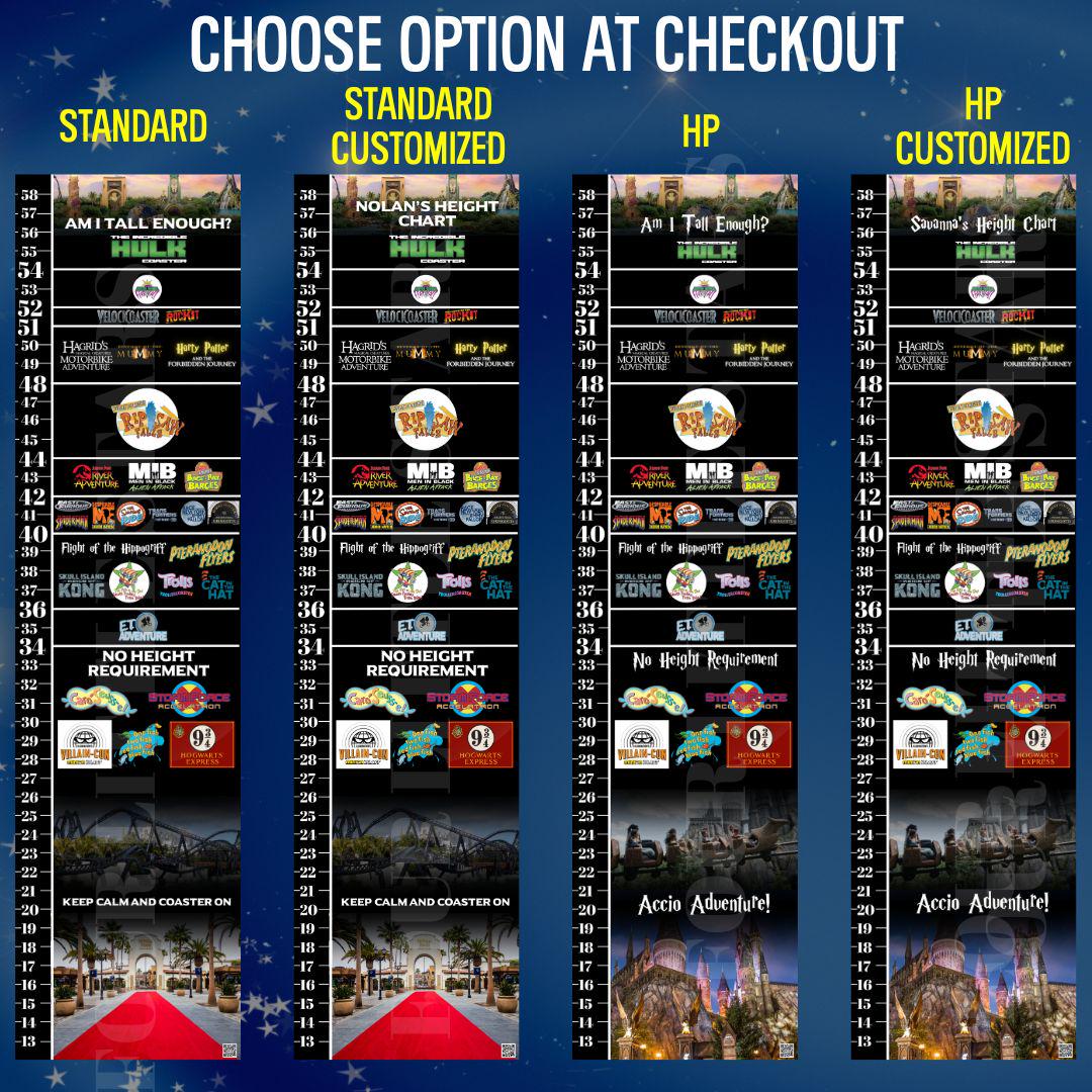 EPIC UNIVERSE Ride Height Requirement Chart, Ride Height, Poster and ...