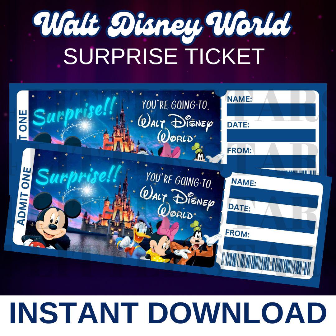 Disney World Trip Reveal Ticket, Editable Surprise Ticket, Vacation ...