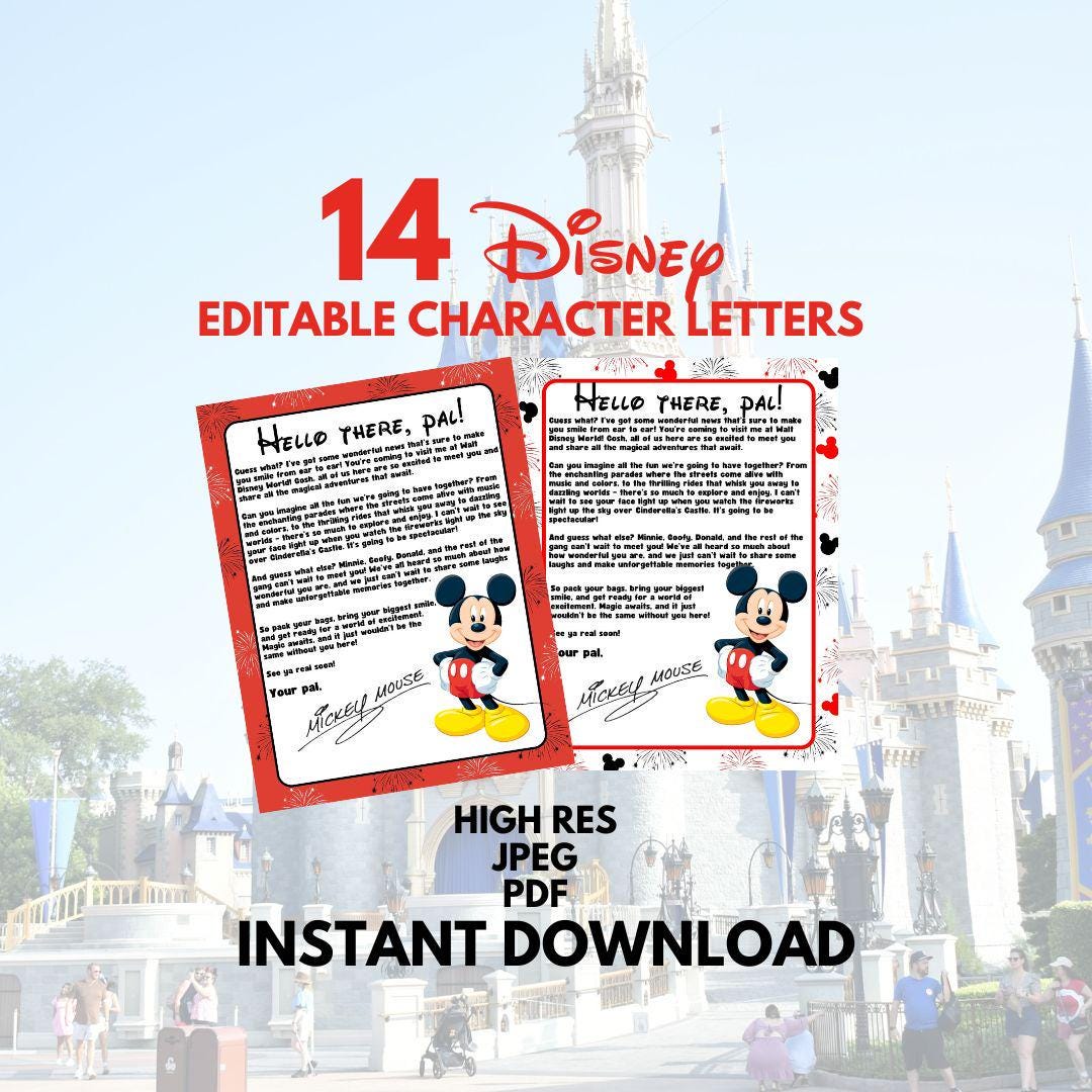 Editable Disney Letters Digital Download Letters, Trip Reveal, Disney ...