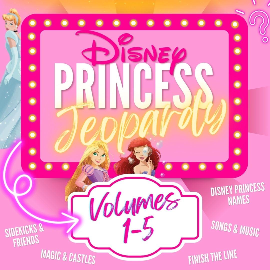 Disney Princess 5 Jeopardy Game Bundle, Instant Download, Digital ...