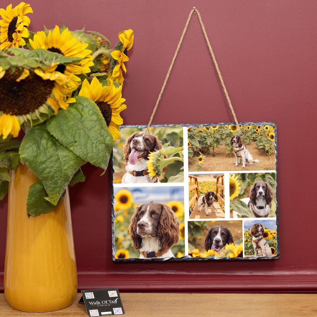 Collage Pet Photo Slate: Custom Portrait Keepsake, Dog & Cat Lover Gift ...