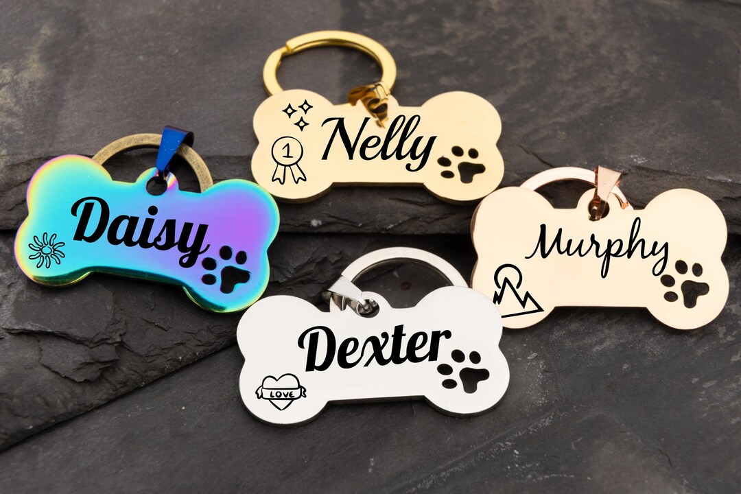 Cute Dog Tag Personalized for Dog, Custom Bone Dog Tags, Dog Name Tags ...