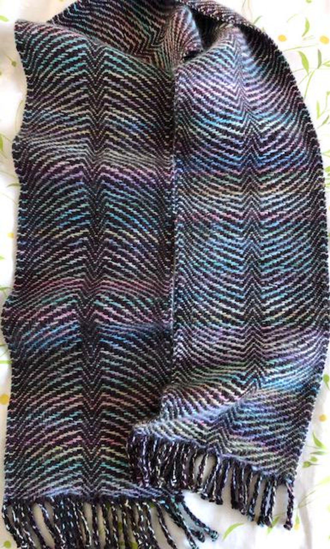 Handwoven Soft X-ray Angora & Wool Scarf Undulating Herringbone ...