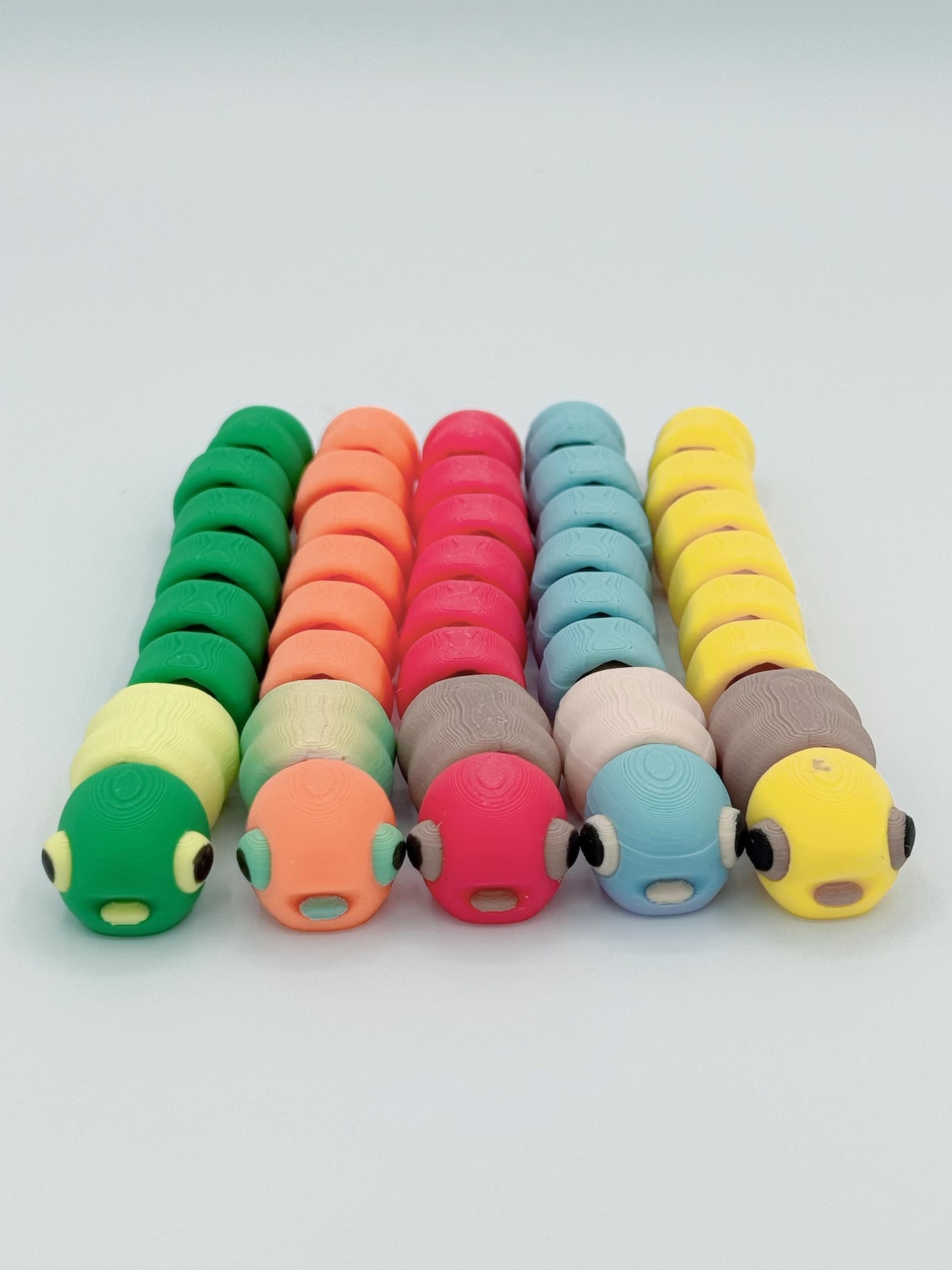 Wiggly Colourful Worm Flexi - Articulated Fidget Toy for All Ages - Etsy