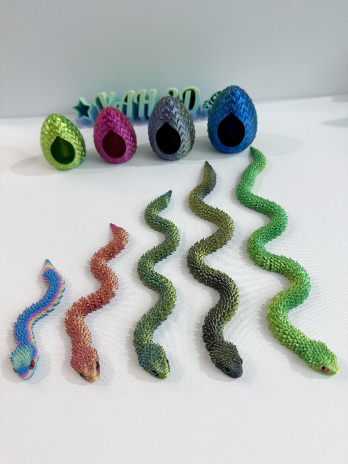 3D Printed Articulated Baby Bush Viper , Toddler Room Decor, Animal ...