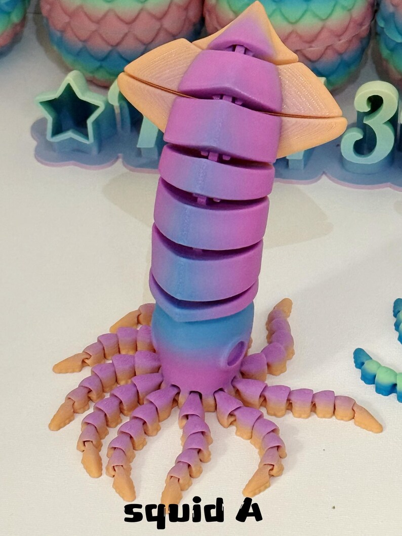 Flexi Squid Articulated Fidget Toy -biology Science Paleontology,3d ...