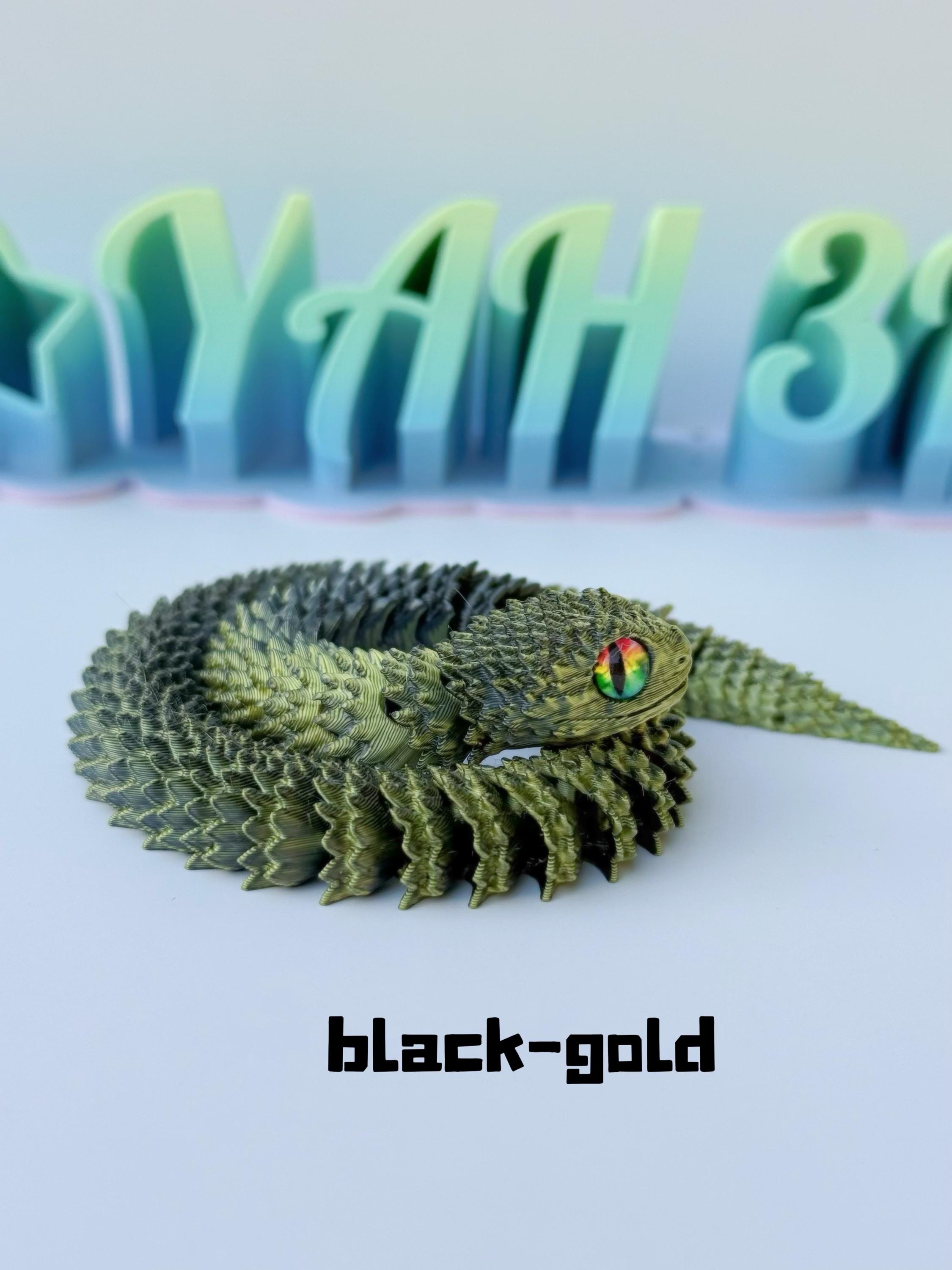 3D Printed Articulated Baby Bush Viper: Desk Decor, Kids Toy - Etsy