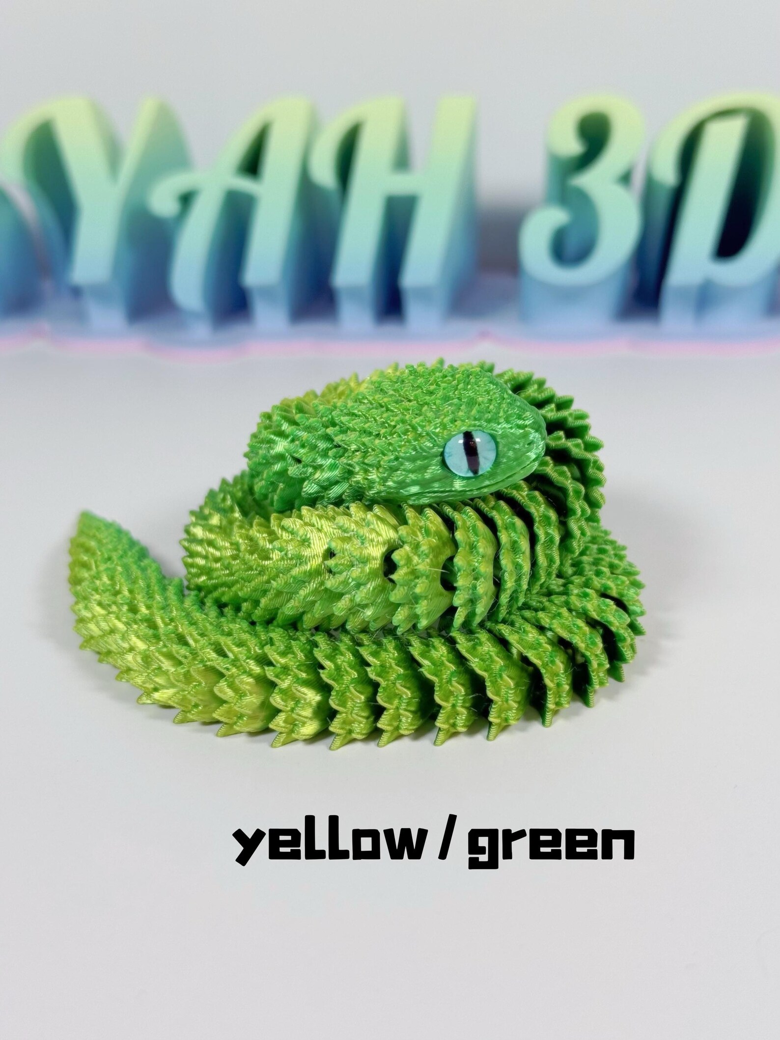 3D Printed Articulated Baby Bush Viper: Desk Decor, Kids Toy - Etsy