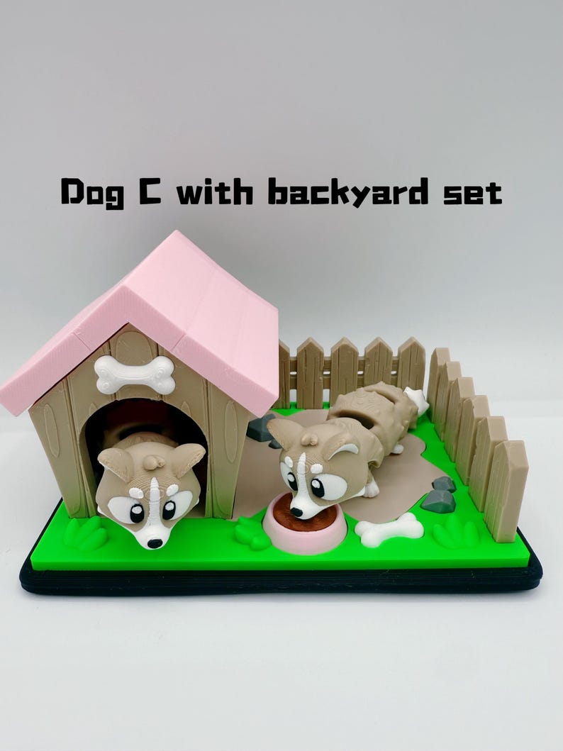 Puppy Home 3D Printed Playset – Collectible Doghouse Diorama With Fence ...